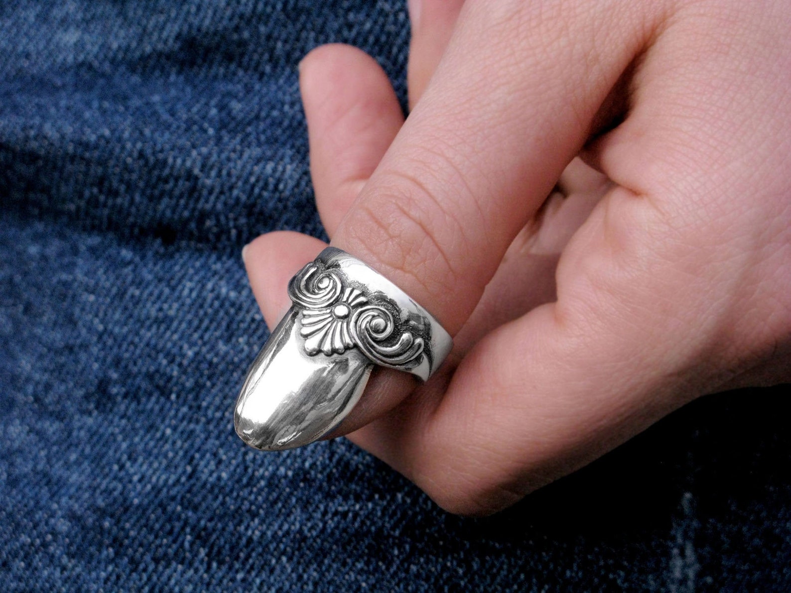 Silver Thumb Fingernail Armor Guard Ring / Sterling Boho Thumb Armor ...