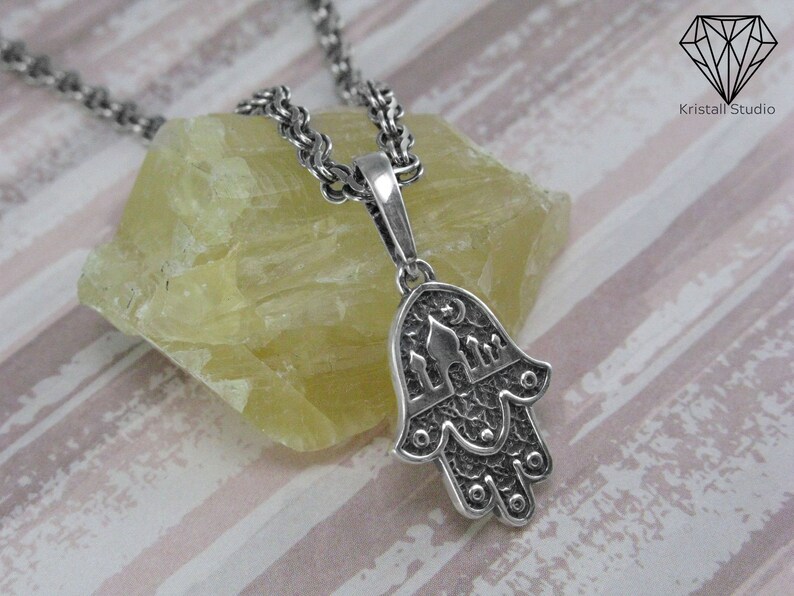 Silver Hamsa Hand of Fatima Necklace Ethnic Jewelry Charm - Etsy