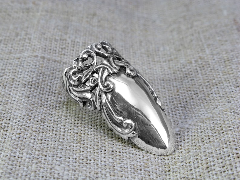 Fingernail Silver Pointer Finger Claw Nail Ring Armor / Finger | Etsy