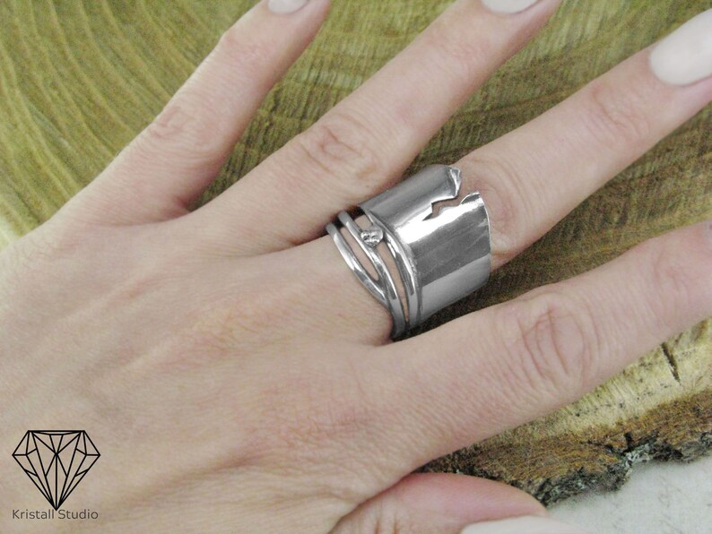 Beautiful Wide Lightning Ring in Sterling Silver/ Silver - Etsy