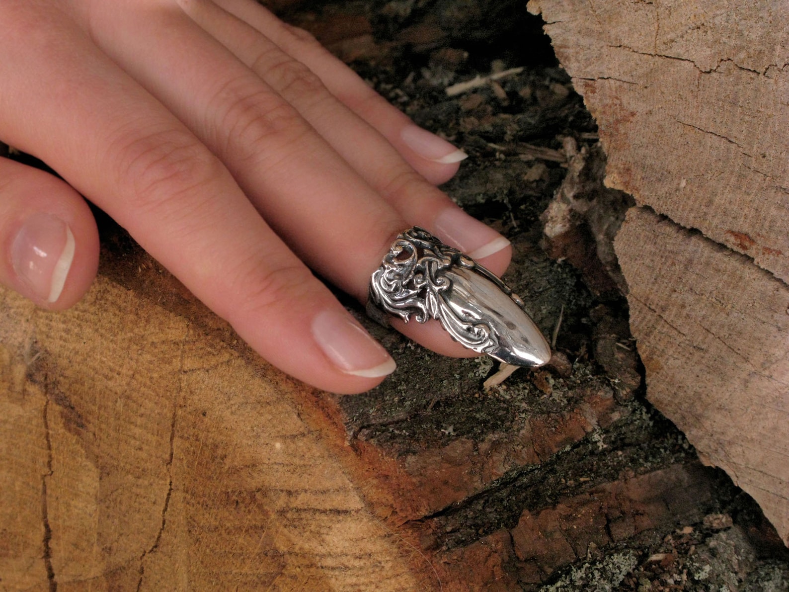 Fingernail Silver Pointer Finger Claw Nail Ring Armor / Finger | Etsy