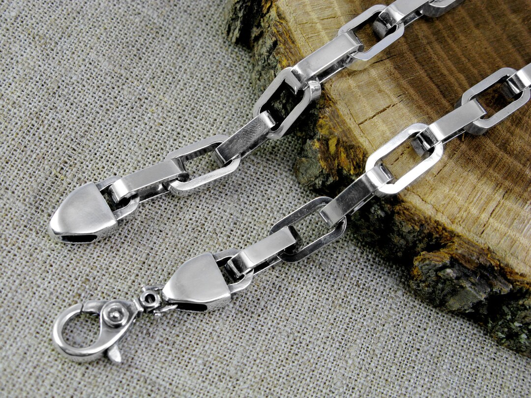 Mens Anchor Thick Silver Oxidized Chain Necklace / Men Mariner Thick ...