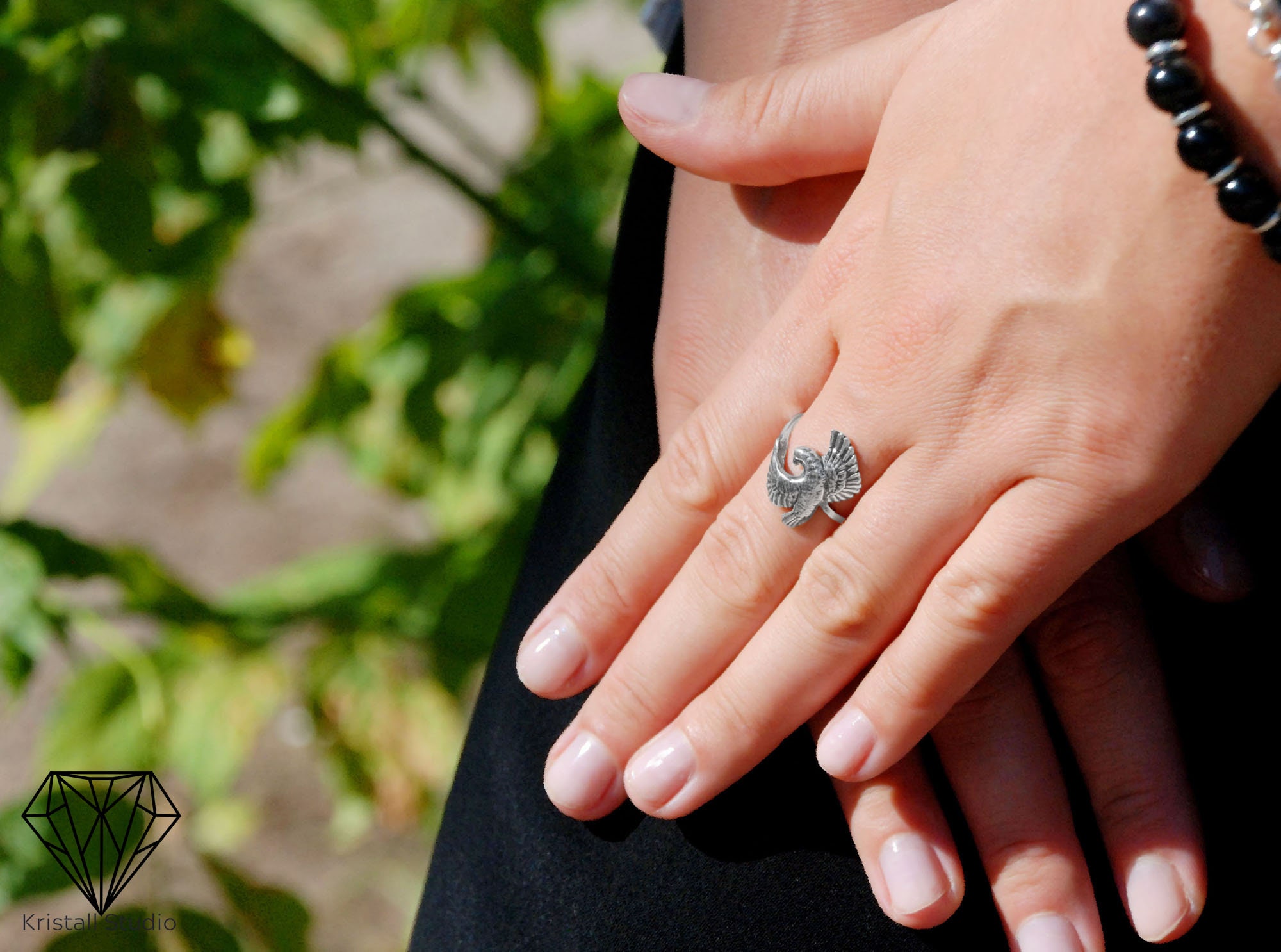 Silver Eagle Ring / Sterling Silver Thunderbird Ring Hawk Ring / Silver ...