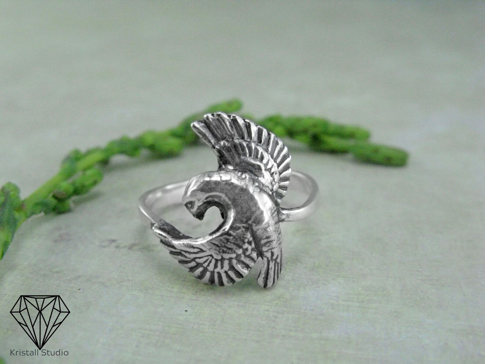Silver Eagle Ring / Sterling Silver Thunderbird Ring Hawk Ring / Silver ...