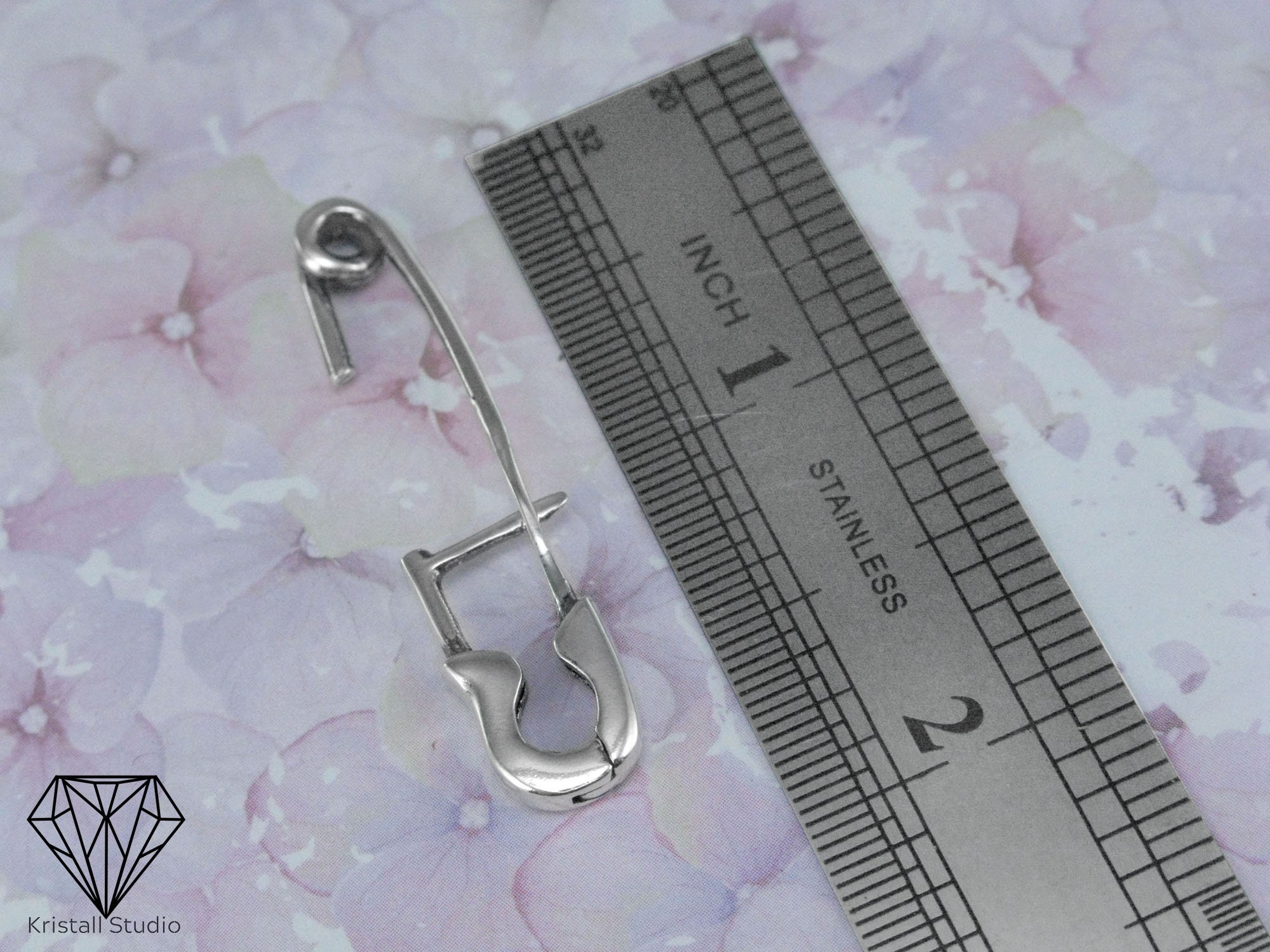 Safety Pin Silver Cuff Earrings Minimalist Ear Climber / Mismatched Ear ...