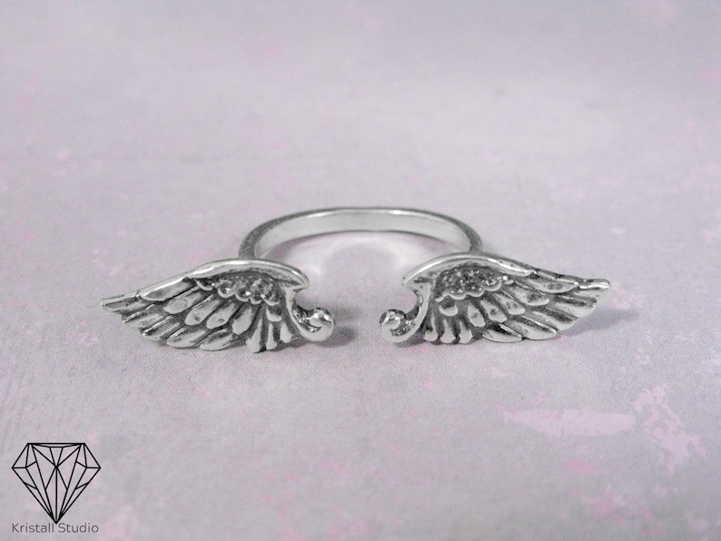 Angel Wings Ring/ Silver Wings Jewelry/ Adjustable Silver Boho - Etsy