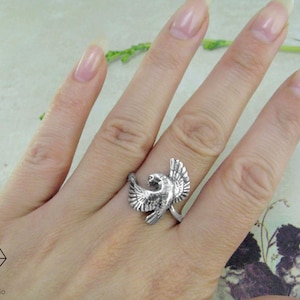 Silver Eagle Ring / Sterling Silver Thunderbird Ring Hawk Ring / Silver ...