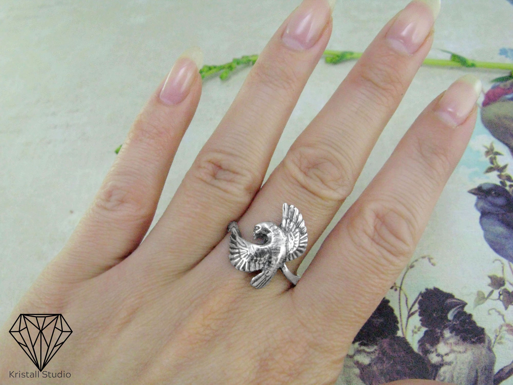 Silver Eagle Ring / Sterling Silver Thunderbird Ring Hawk Ring / Silver ...