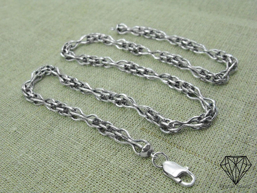 Mens Thick Silver Chain Necklace 925 for Him / Unique Handcrafted ...