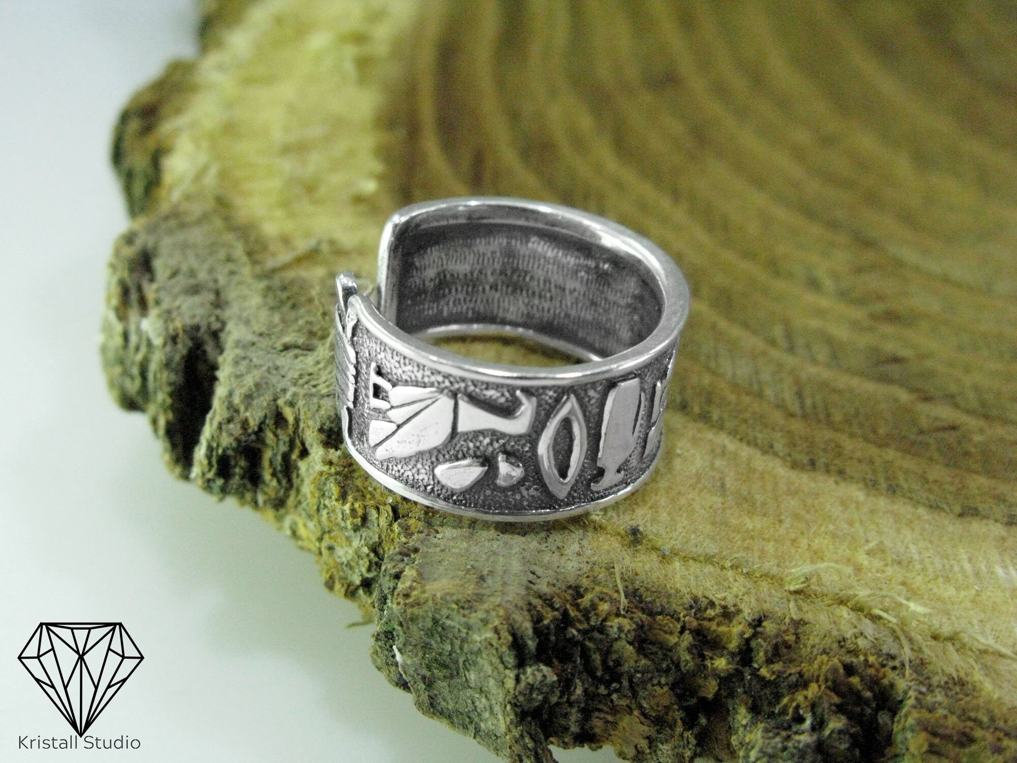 Silver Egyptian Jewelry Adjustable Ring Hieroglyph Symbol / Egypt ...