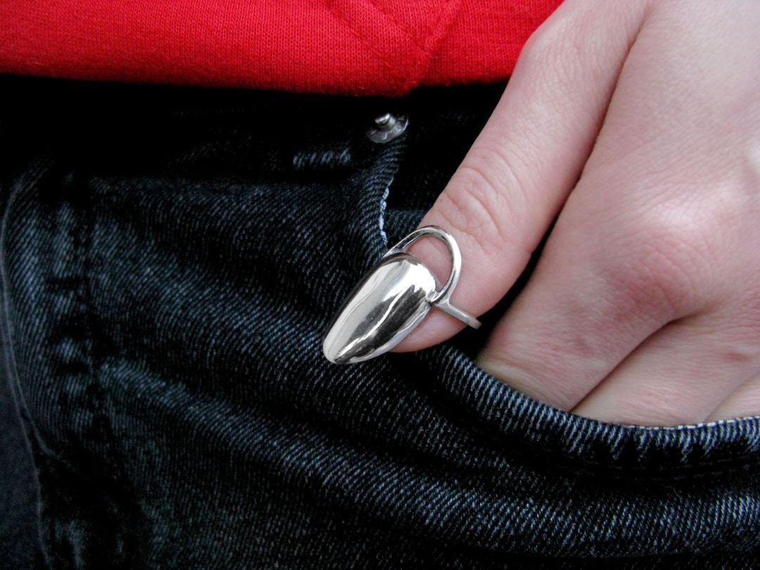 Silver Thumb Fingernail Armor Ring Nail Guard Claw / 925 Sterling ...
