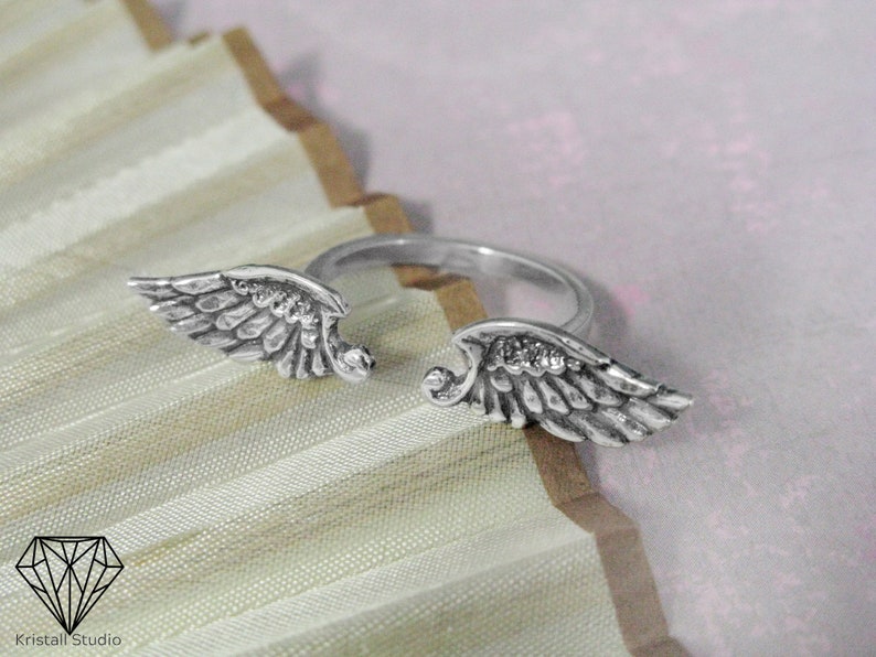 Angel Wings Ring/ Silver Wings Jewelry/ Adjustable Silver Boho - Etsy