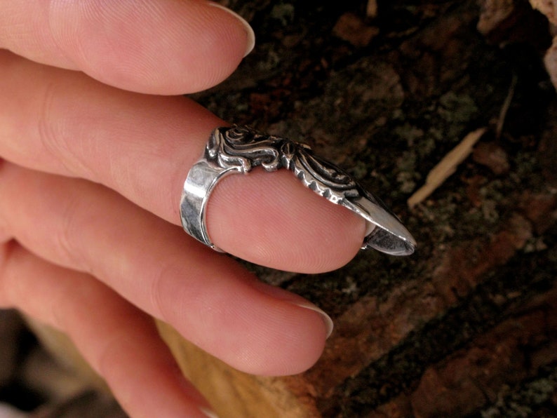 Fingernail Silver Pointer Finger Claw Nail Ring Armor / Finger | Etsy
