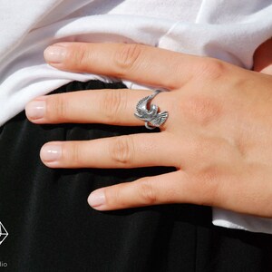 Silver Eagle Ring / Sterling Silver Thunderbird Ring Hawk Ring / Silver ...