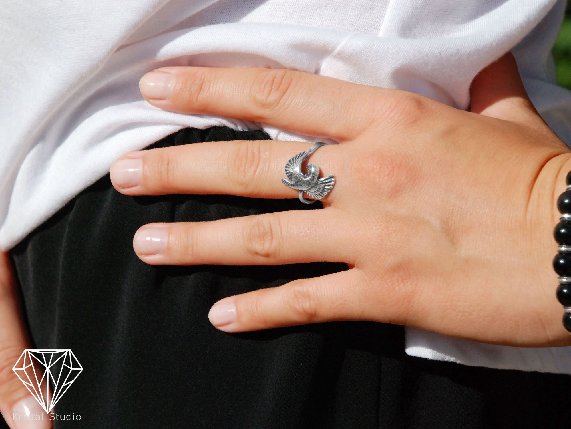 Silver Eagle Ring / Sterling Silver Thunderbird Ring Hawk Ring / Silver ...