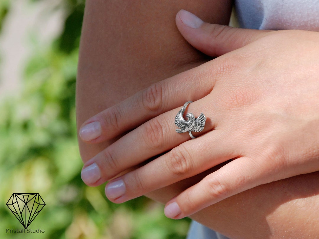Silver Eagle Ring / Sterling Silver Thunderbird Ring Hawk Ring / Silver ...