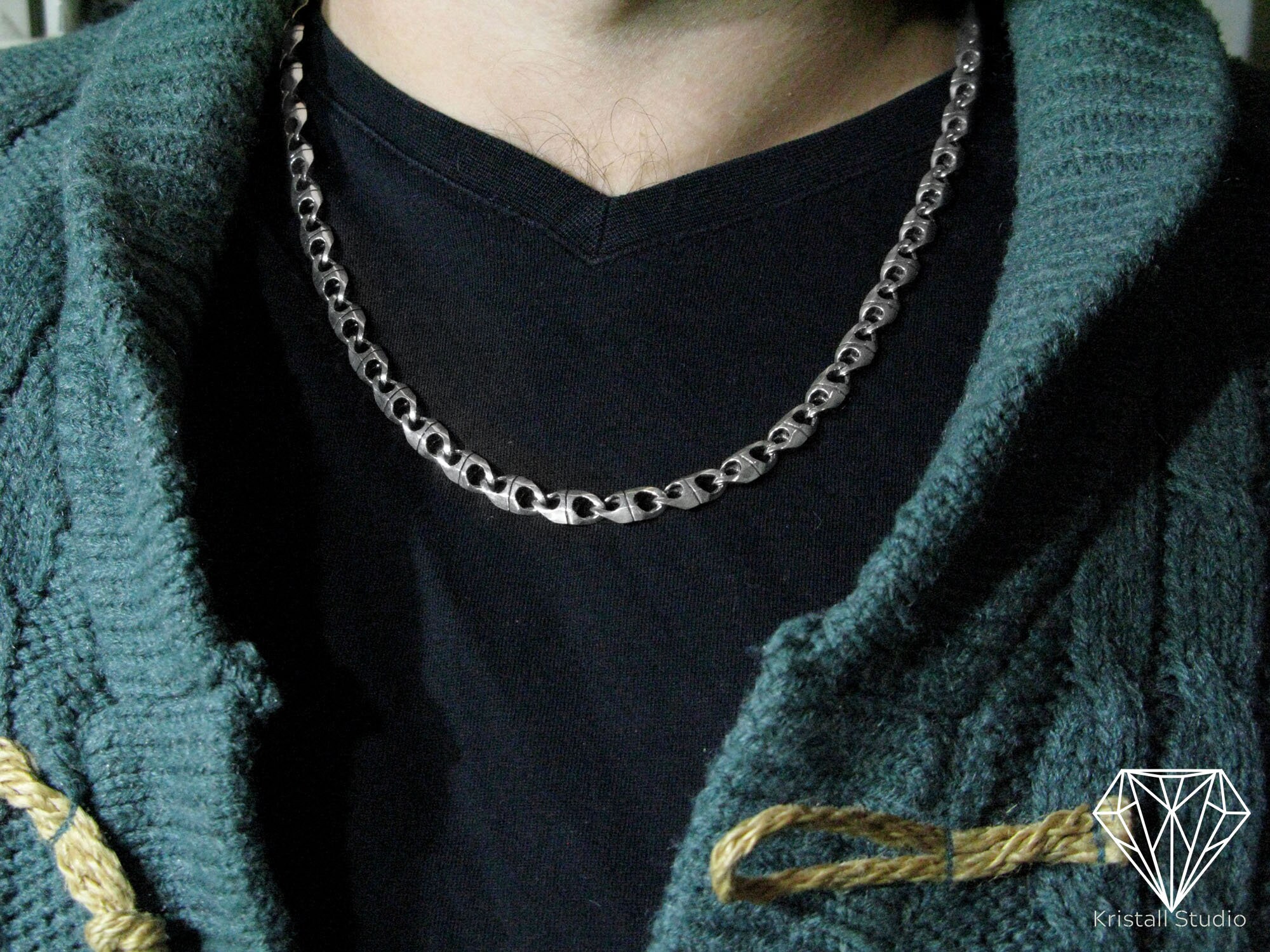 Mens Thick Heavy Chain Necklace 925 Sterling Silver / Unique | Etsy