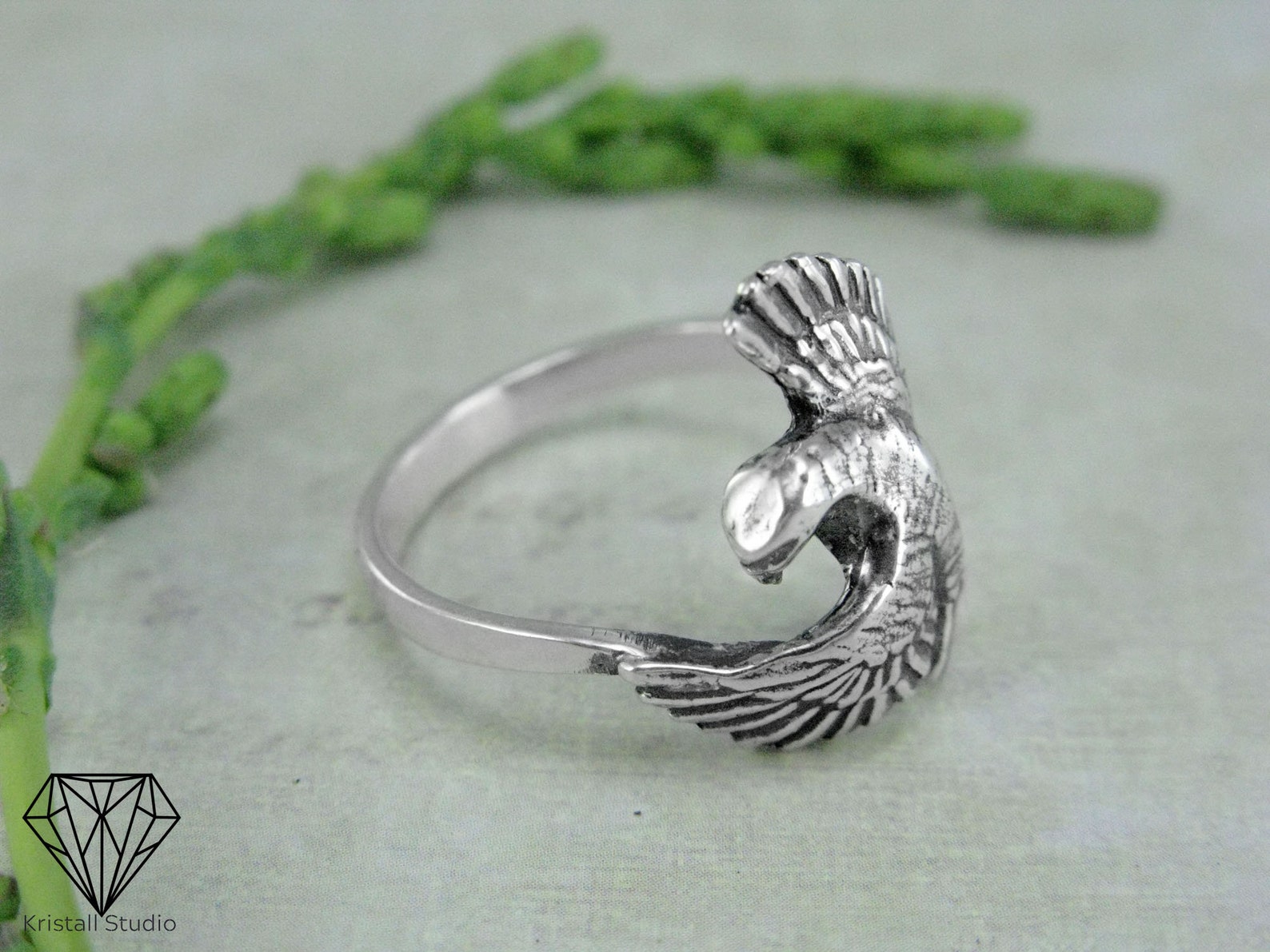 Silver Eagle Ring / Sterling Silver Thunderbird Ring Hawk Ring / Silver ...