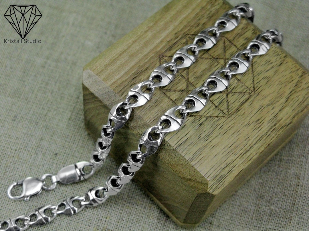 Mens Thick Heavy Chain Necklace 925 Sterling Silver / Unique ...