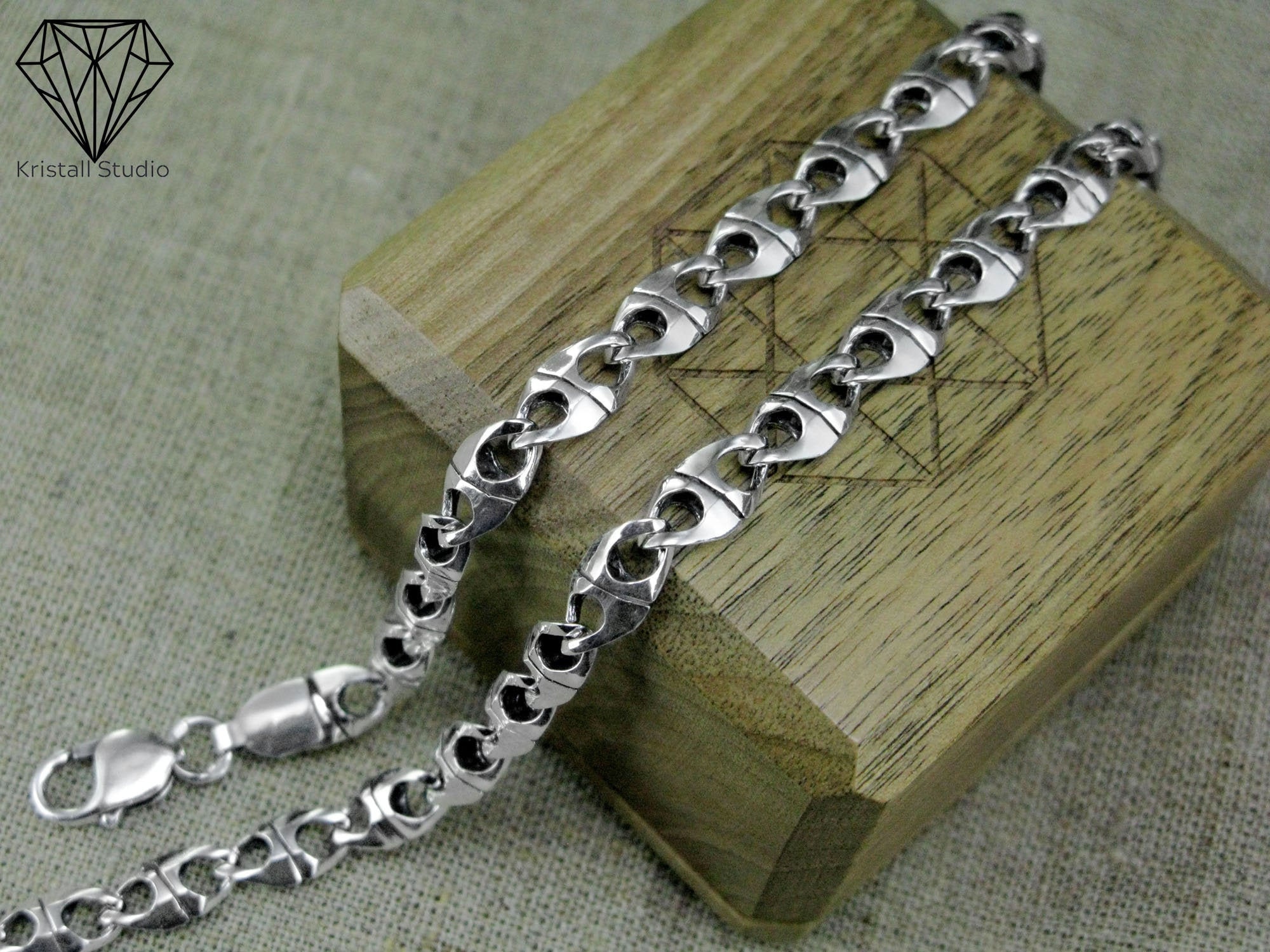 Mens Thick Heavy Chain Necklace 925 Sterling Silver / Unique | Etsy