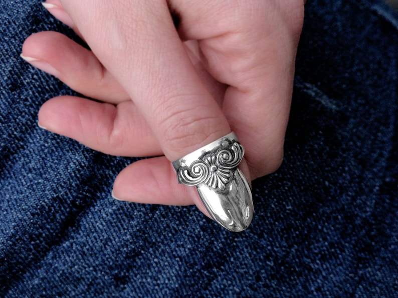 Silver Thumb Fingernail Armor Guard Ring / Sterling Boho Thumb Armor ...