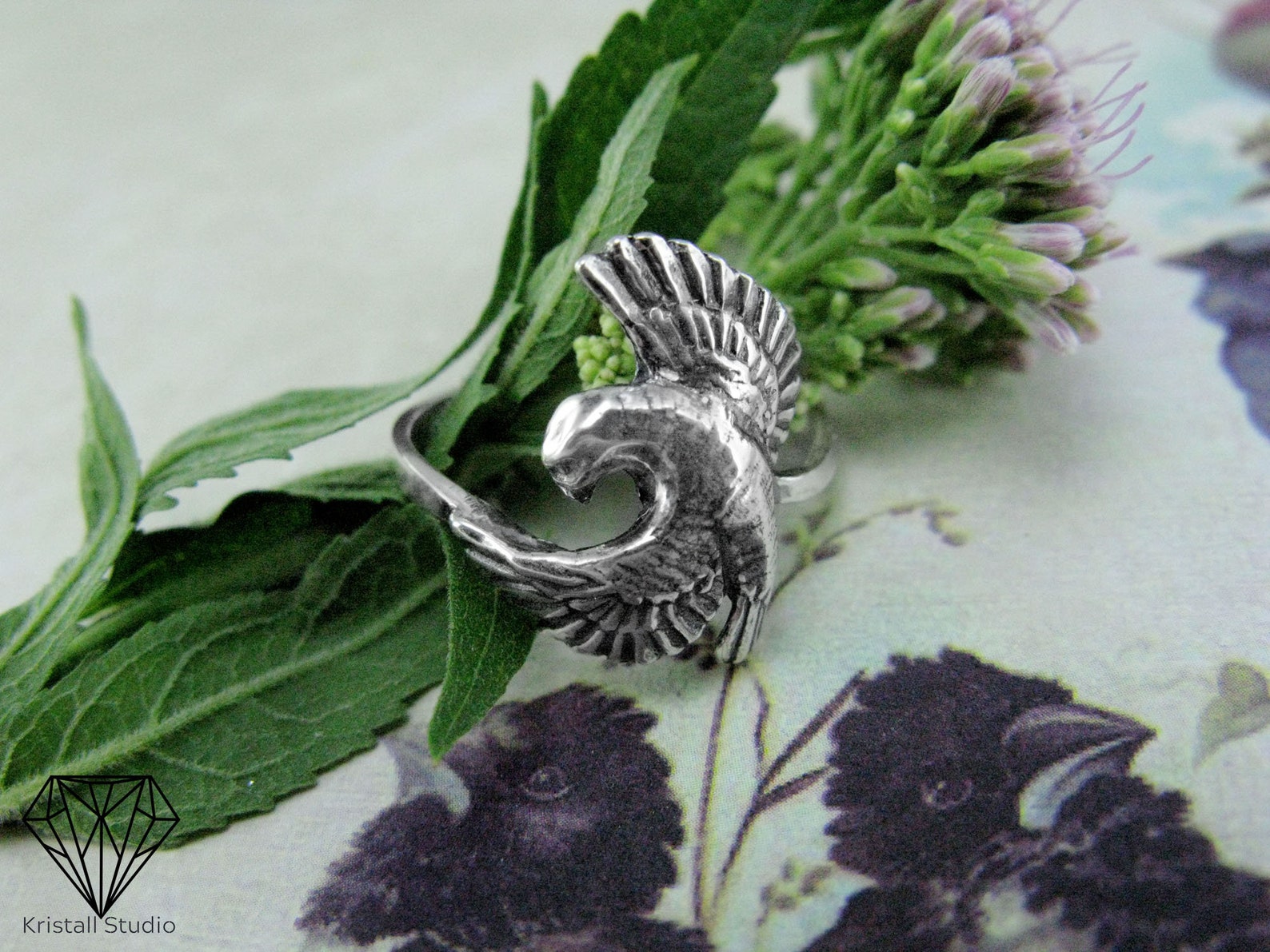 Silver Eagle Ring / Sterling Silver Thunderbird Ring Hawk Ring / Silver ...