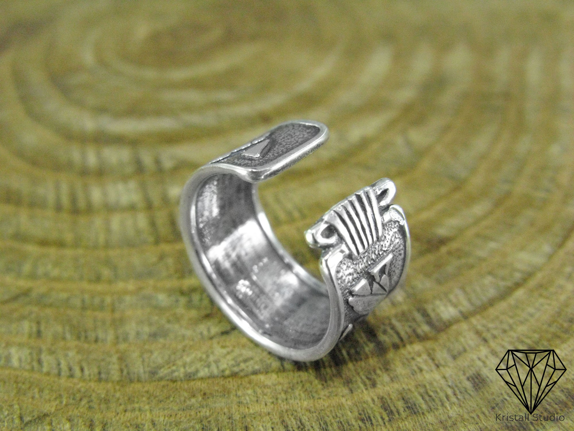 Silver Egyptian Jewelry Adjustable Ring Hieroglyph Symbol / Egypt ...