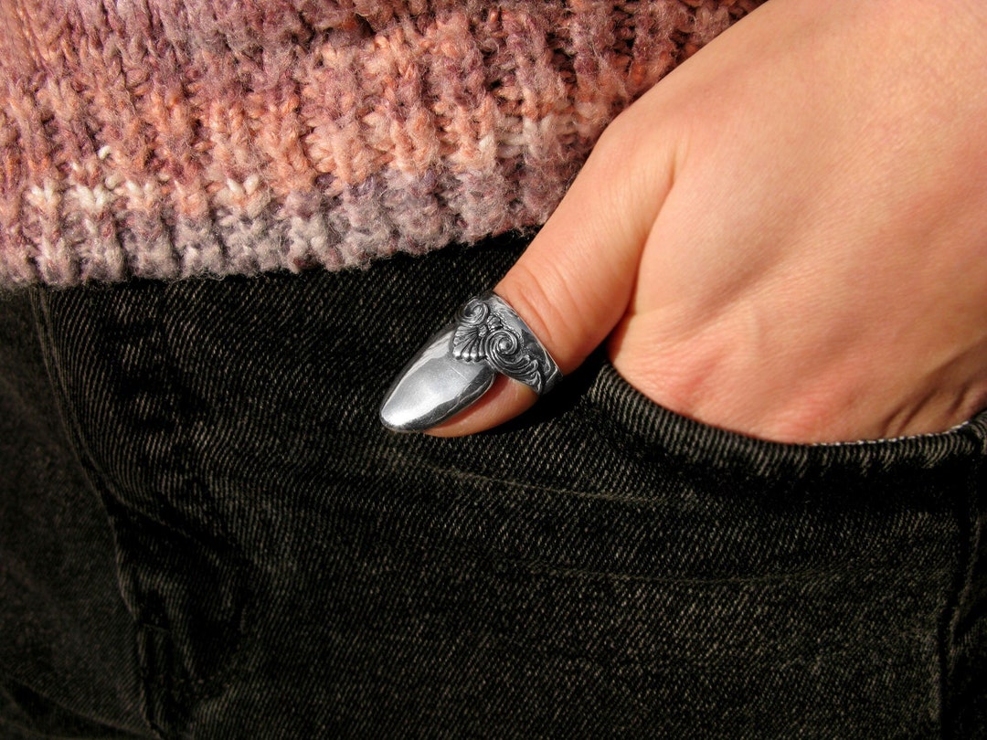 Silver Thumb Fingernail Armor Guard Ring / Sterling Fingertip Thumb ...