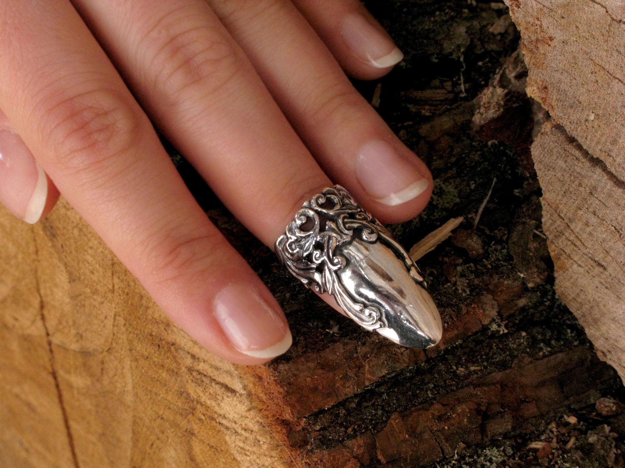 Fingernail Silver Pointer Finger Claw Nail Ring Armor / Finger | Etsy