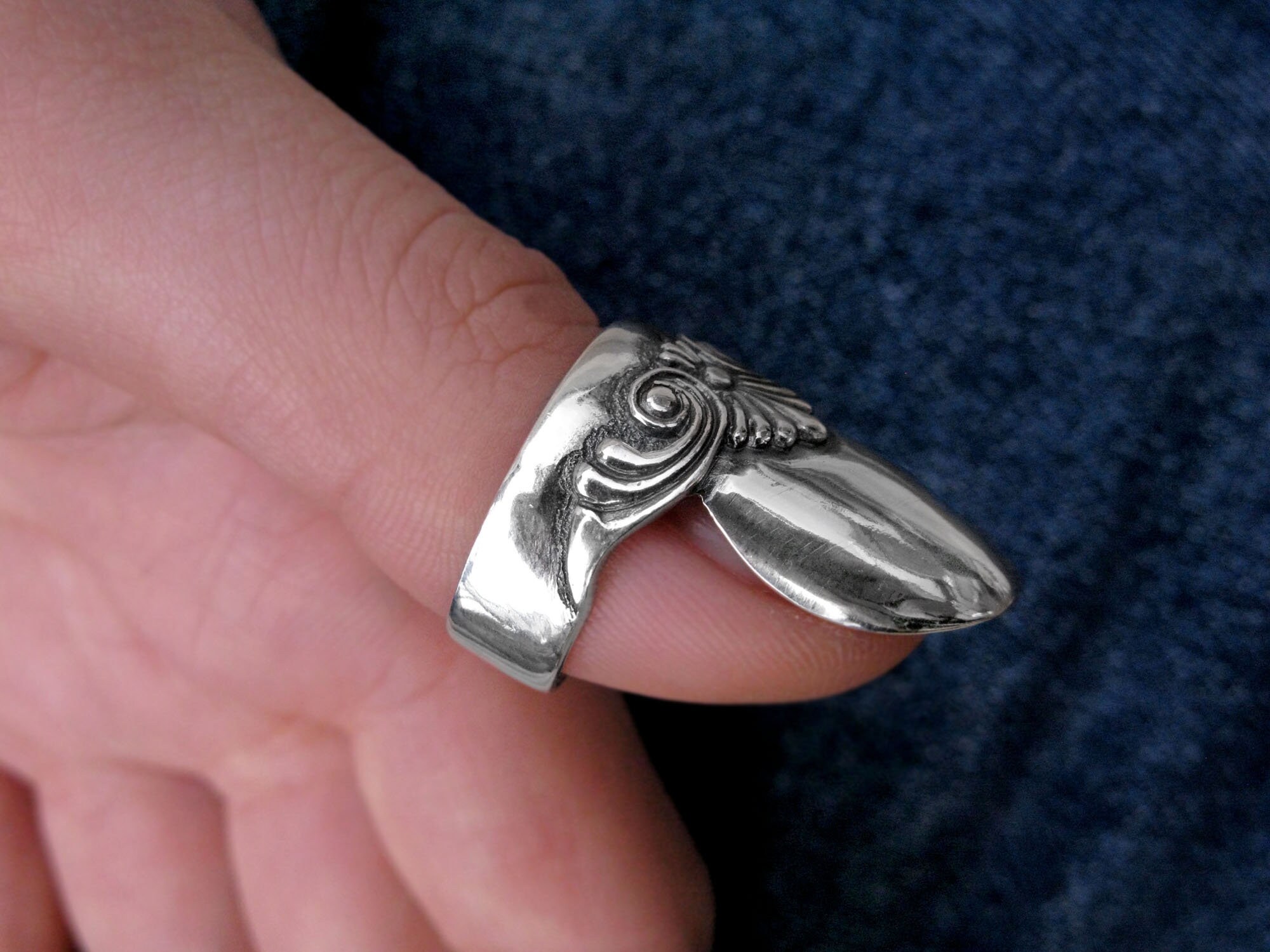 Silver Thumb Fingernail Armor Guard Ring / Sterling Boho Thumb Armor ...