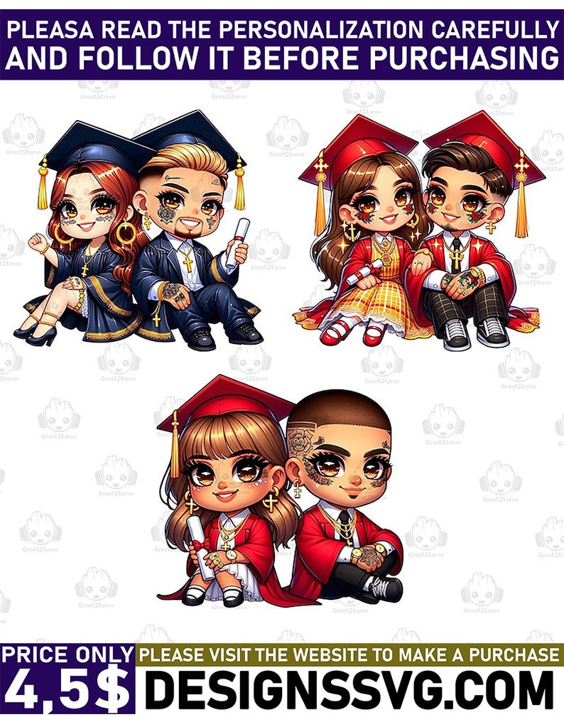 Para Mi Familia Chicano Png Bundle, Graduation Chibi Style Png ...