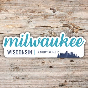 Milwaukee Sticker, Modern Script Font With Skyline Silhouette ...