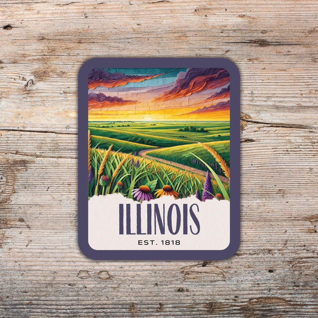 Illinois State Collage Look Sticker, Tallgrass Prairie Sticker, Laptop ...