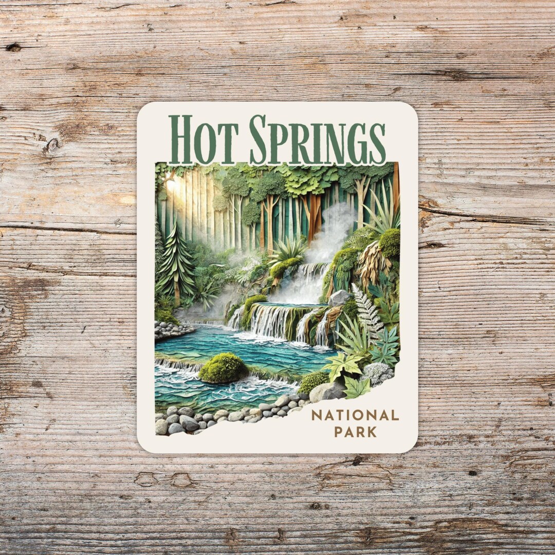 Hot Springs National Park Art Deco Paper Collage Sticker, Laptop ...
