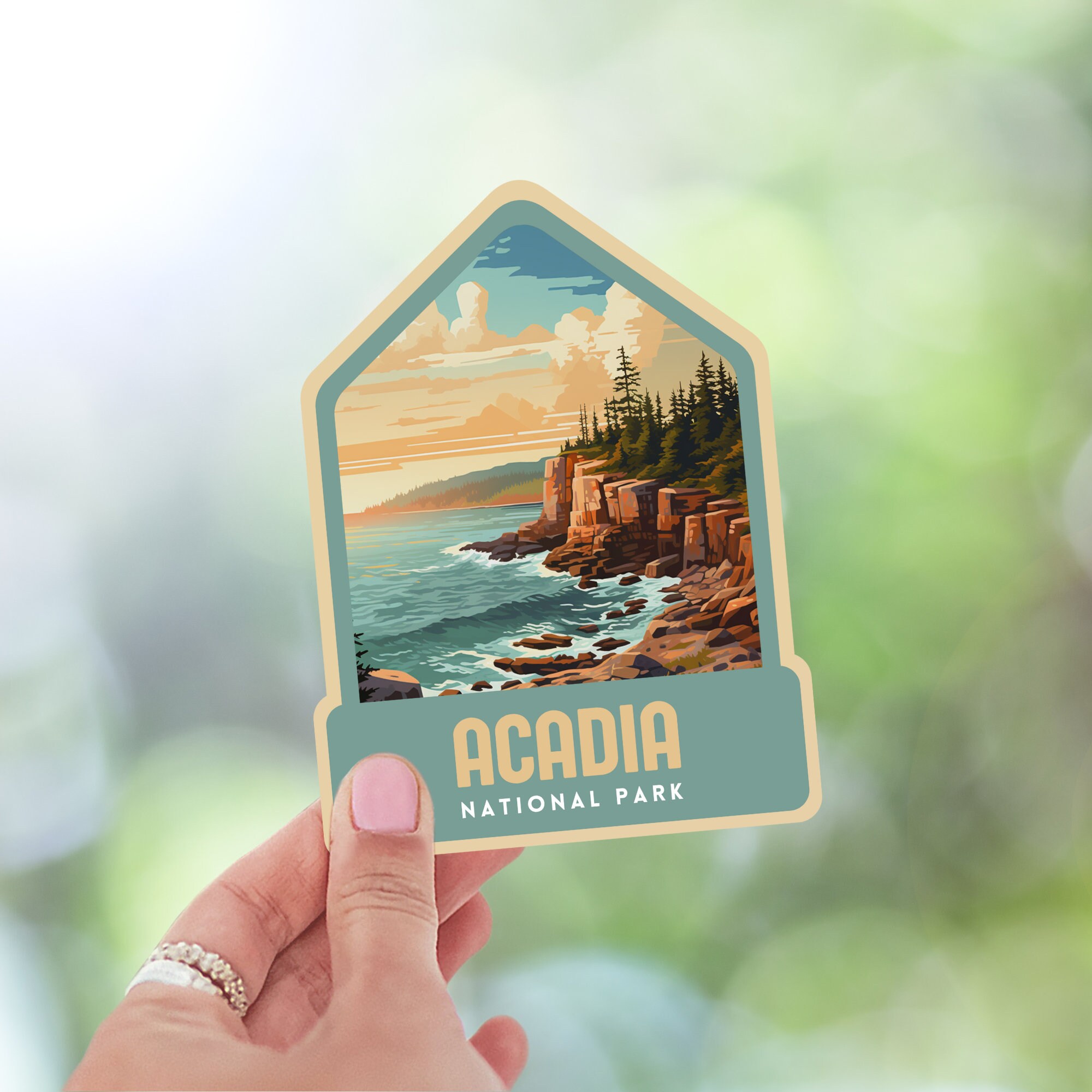 Acadia National Park Retro Sticker, Laptop Sticker, Cooler Sticker ...