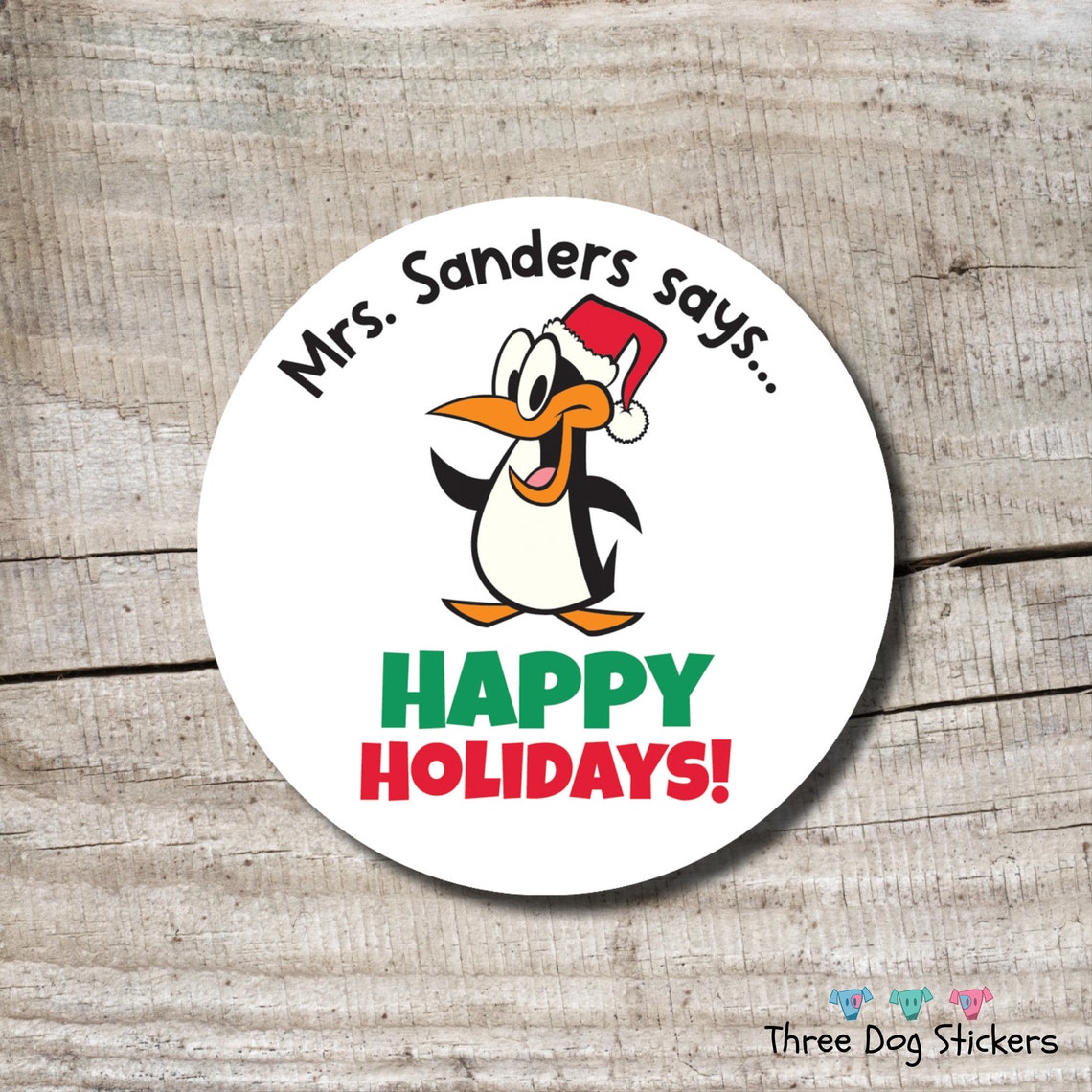 Personalized Christmas Penguin Teacher Stickers, Holiday Gift Tags - Etsy