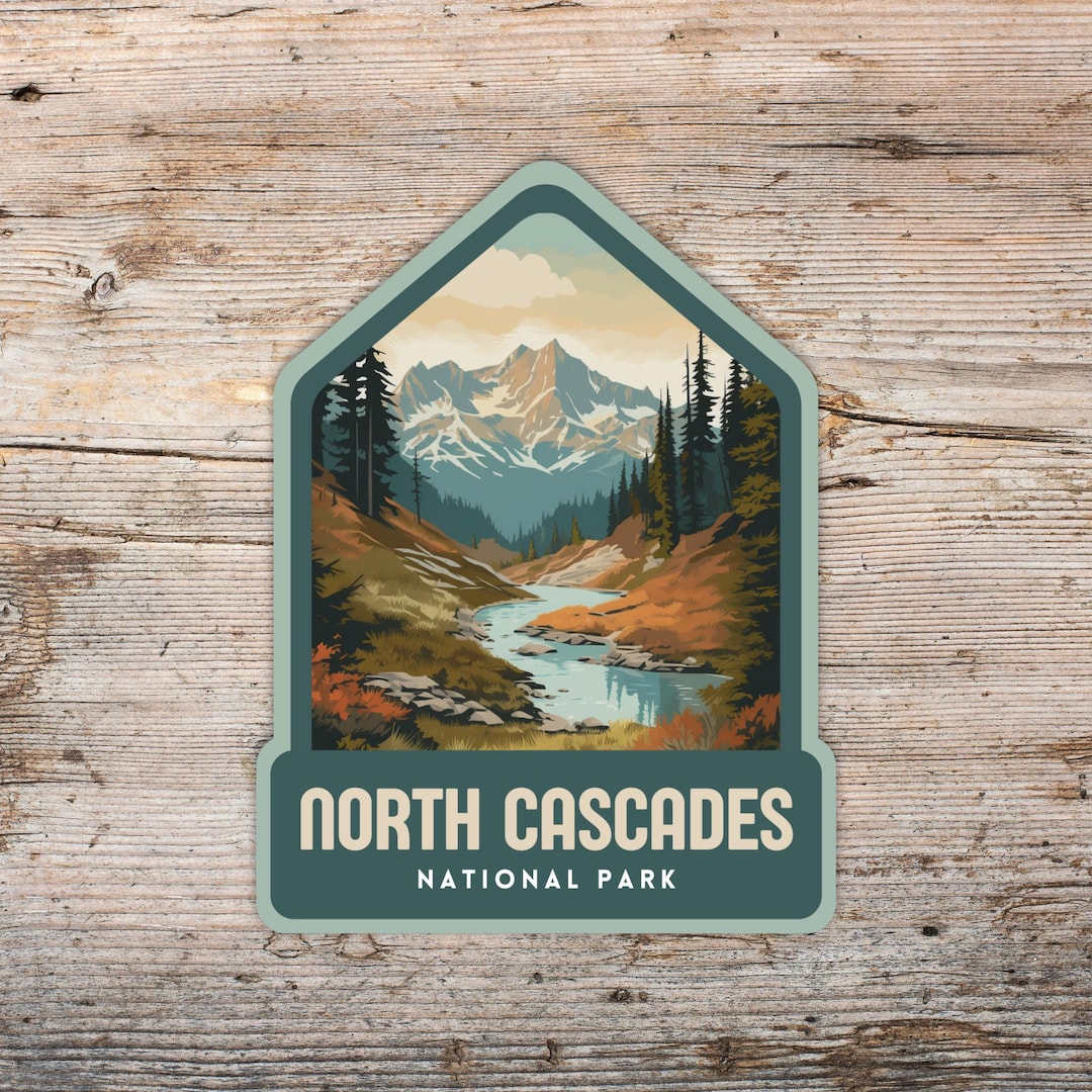 North Cascades National Park Retro Sticker, Laptop Sticker, Cooler ...