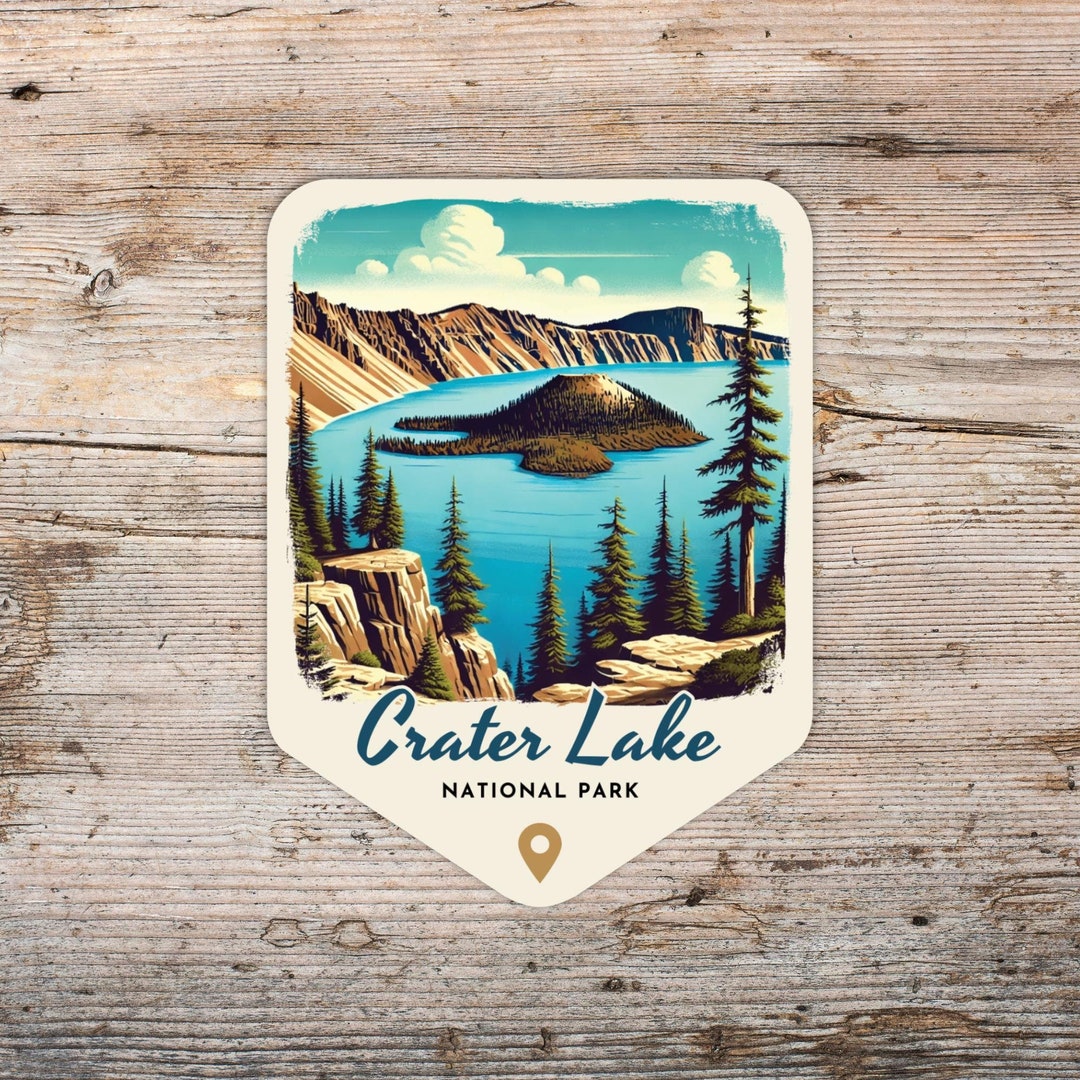Crater Lake National Park Sticker, Retro Travel Art, Oregon Gift - Etsy