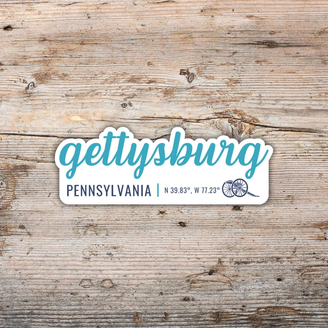 Gettysburg Sticker, Modern Script Font, Waterproof Vinyl Decal Laptops ...