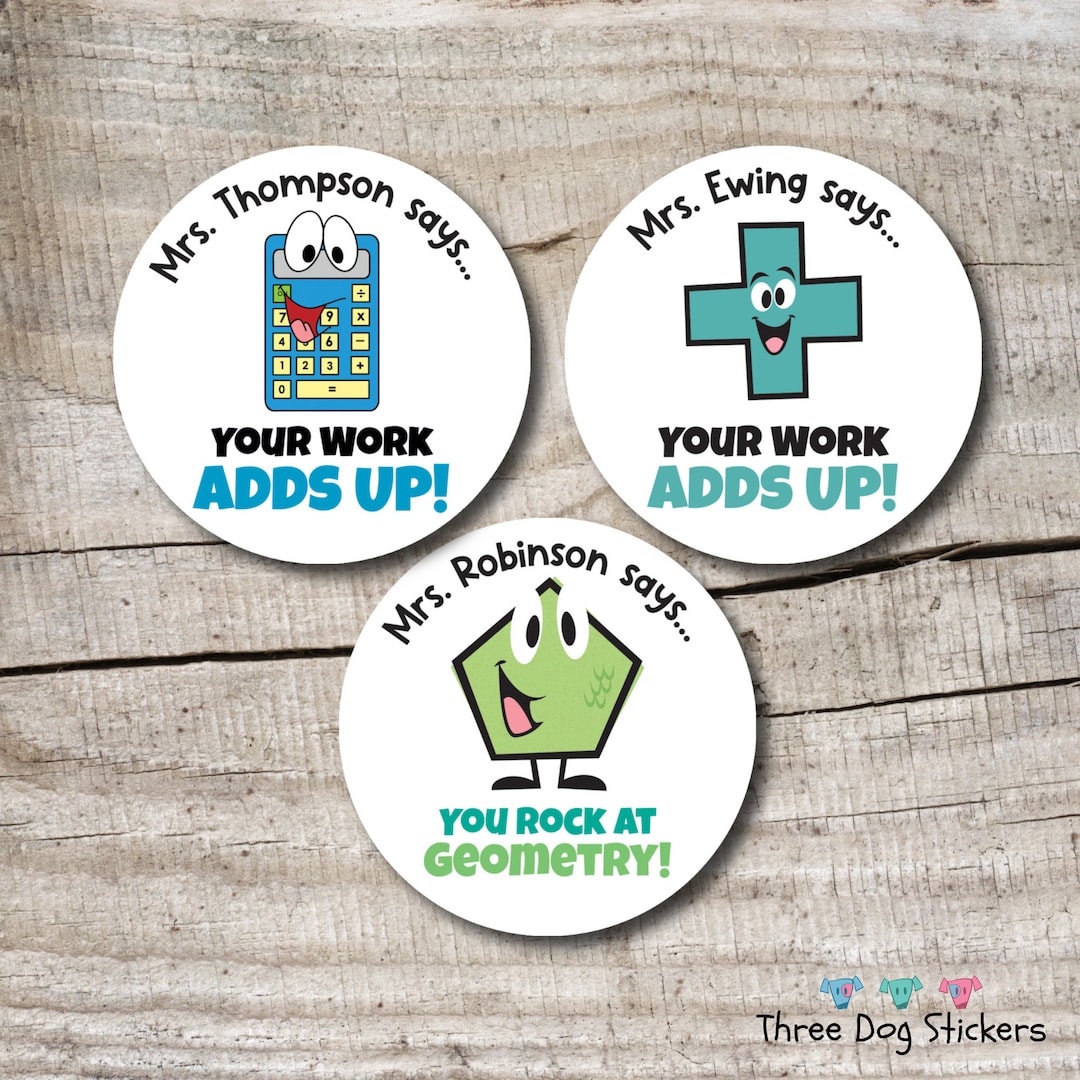 Personalized Math Teacher Stickers, Positive Feedback, Elementary ...