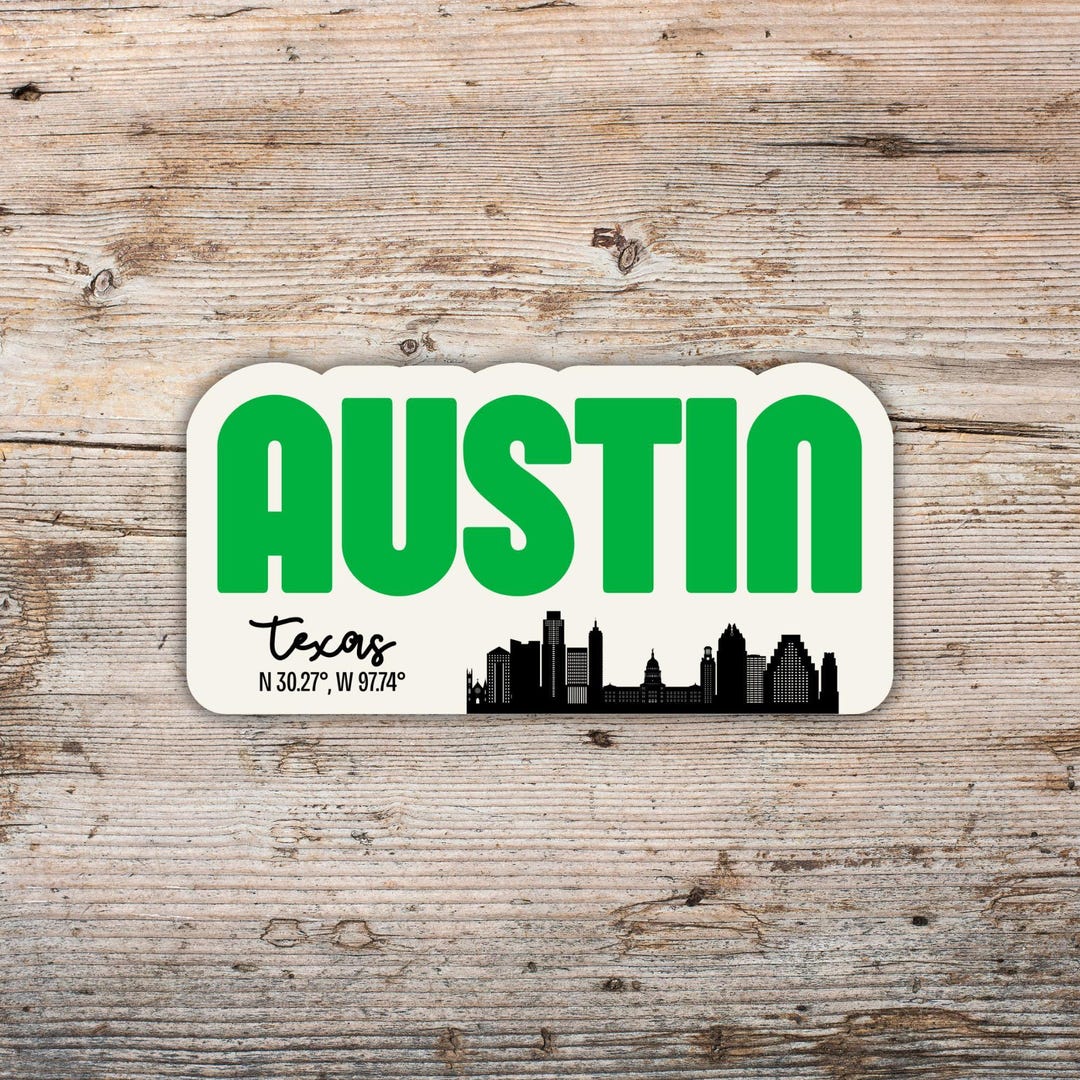 Austin Texas Retro Skyline Sticker, Waterproof Vinyl Decal - Etsy