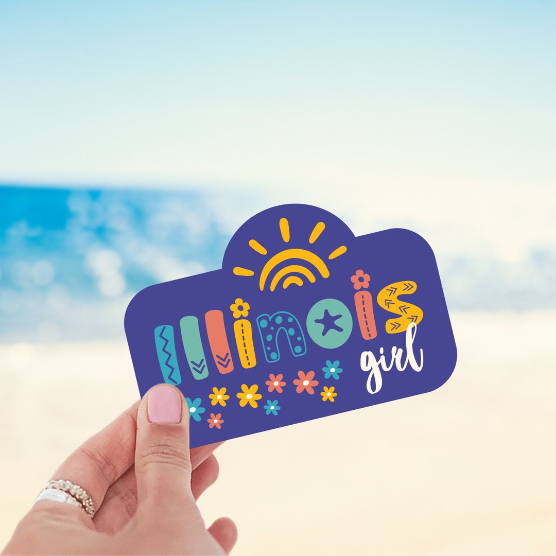 Illinois Girl Retro Groovy Sticker, Illinois Fan Sticker, Illinois Gift ...