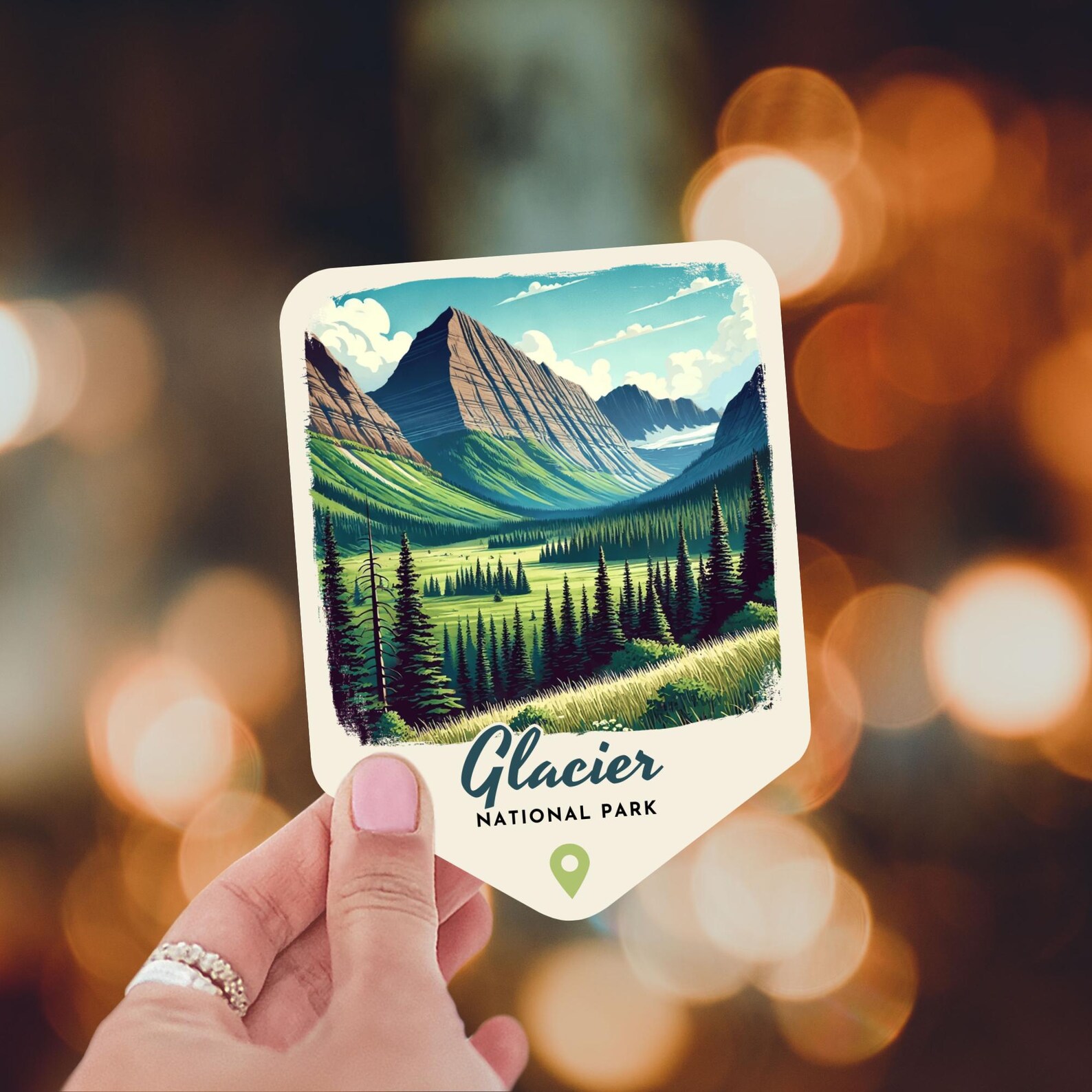 Glacier National Park Retro Grunge Sticker, Laptop Sticker, Cooler ...