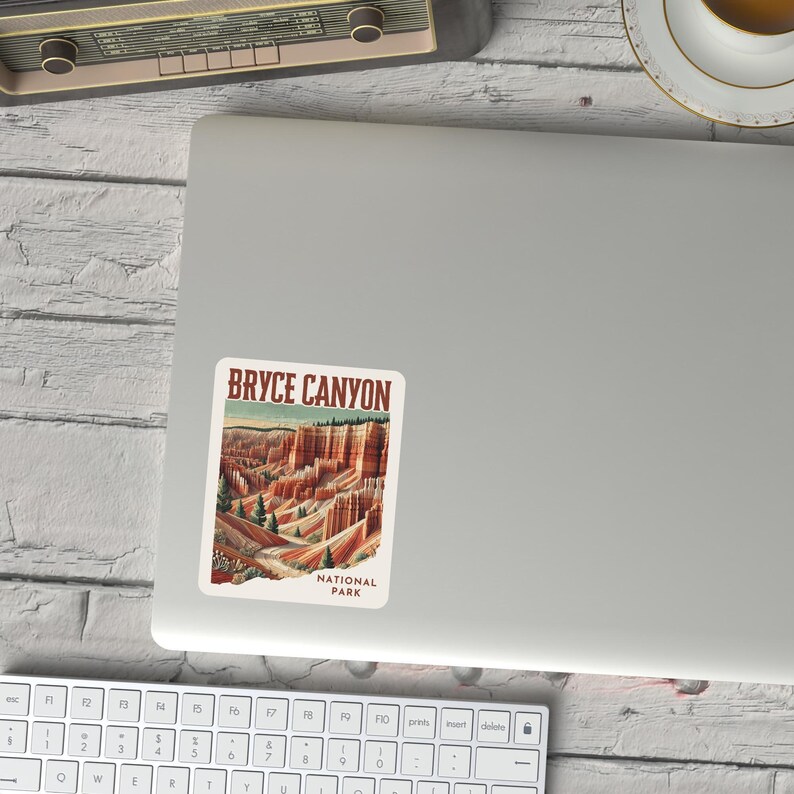 Bryce Canyon National Park Art Deco Paper Collage Sticker, Laptop ...