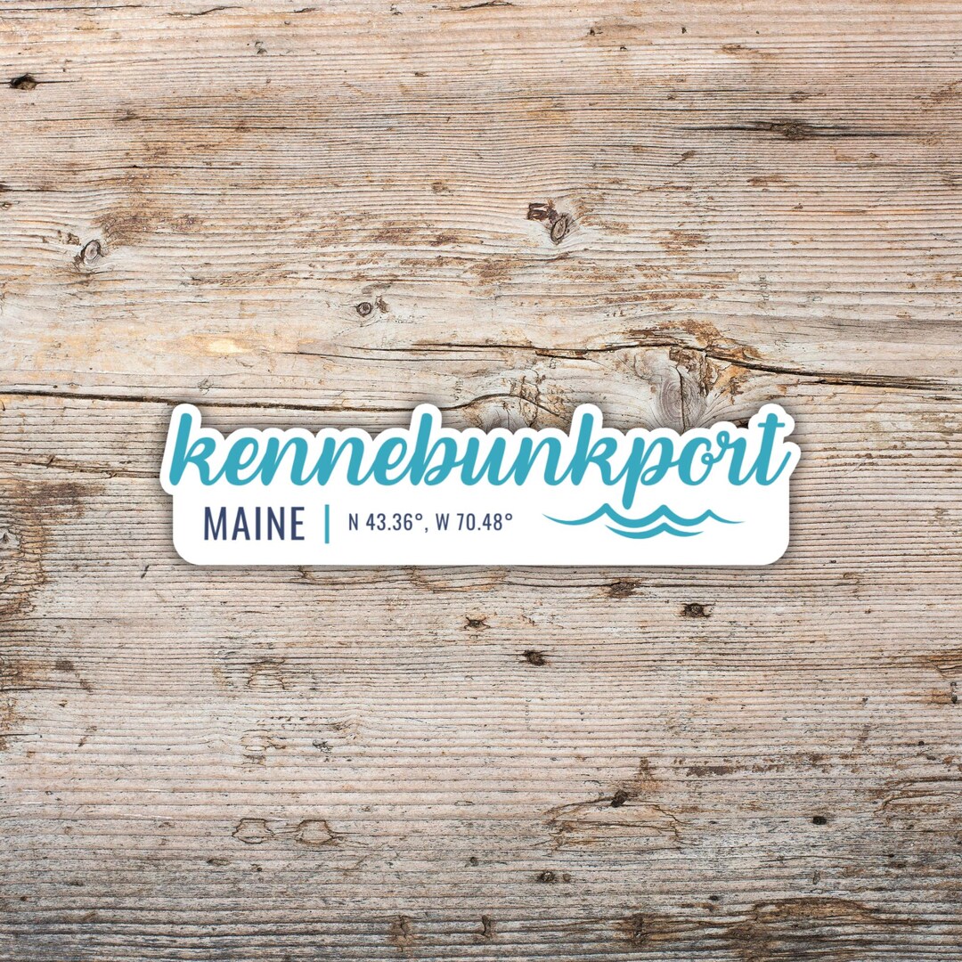 Kennebunkport Sticker, Modern Script Font With Wave Waterproof Vinyl ...