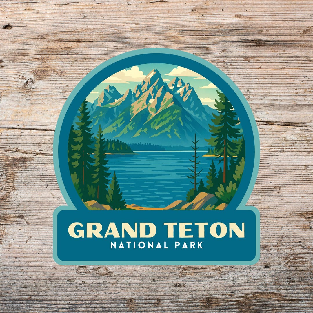 Grand Teton National Park Sticker: Retro Wyoming Design Decal - Etsy