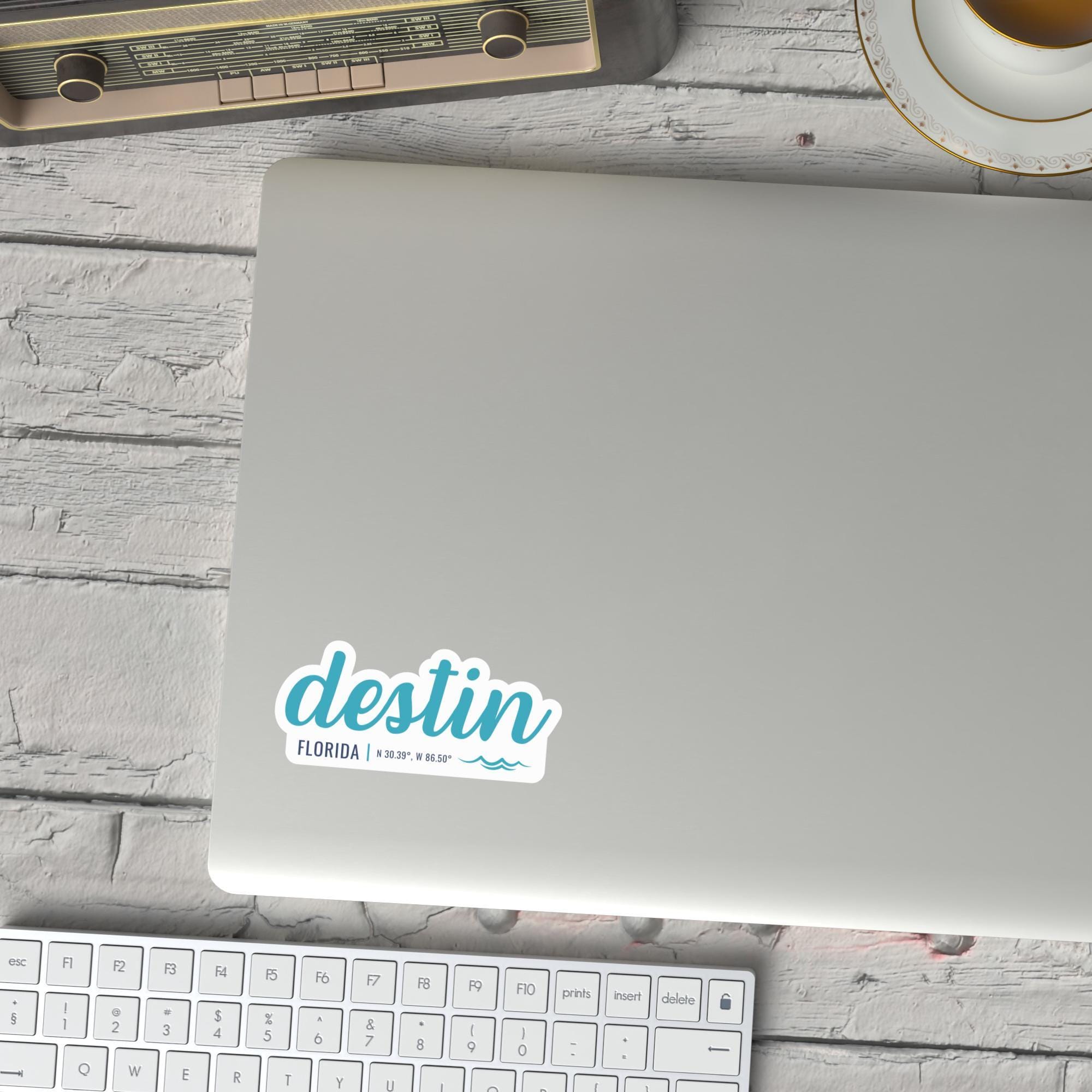 Destin Florida Sticker, Modern Script Font With Wave, Waterproof Vinyl ...