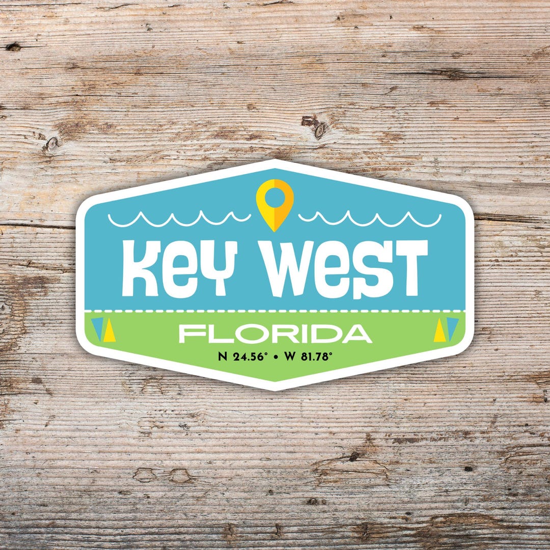 Key West Florida Retro Beach Decal, Coastal Vacation Vinyl Sticker ...