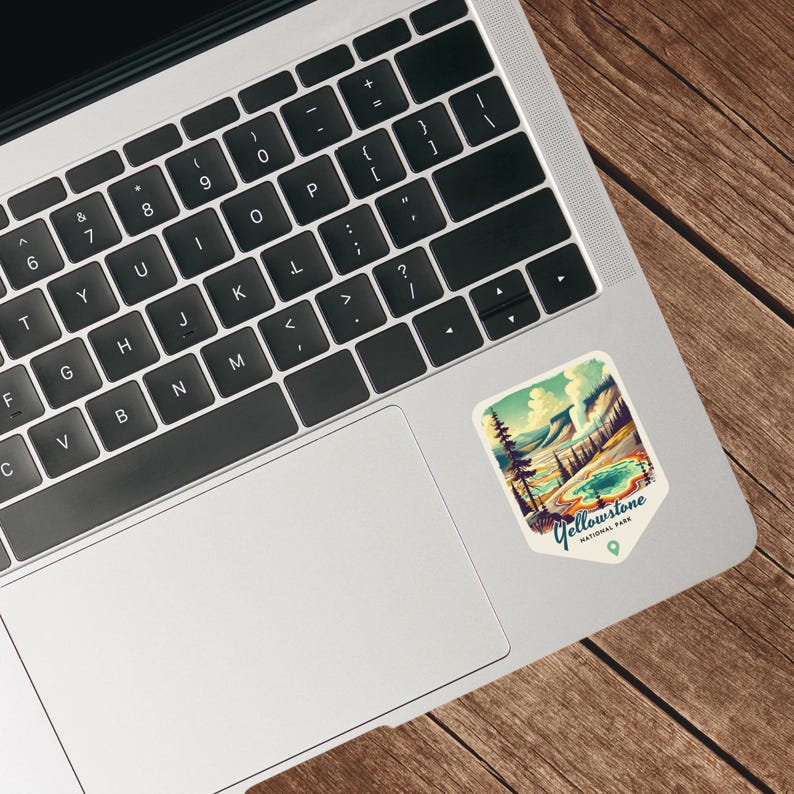Yellowstone National Park Retro Grunge Sticker, Laptop Sticker, Cooler ...