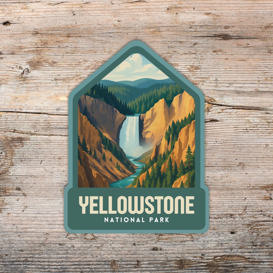 Yellowstone National Park Retro Sticker, Laptop Sticker, Cooler Sticker ...